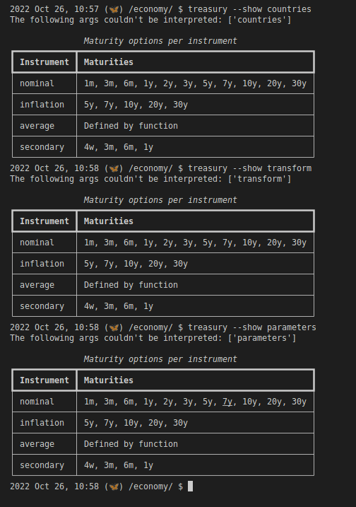 [Bug] /economy/ $ treasury --show parameters · Issue #3085 · OpenBB-finance/OpenBB · GitHub