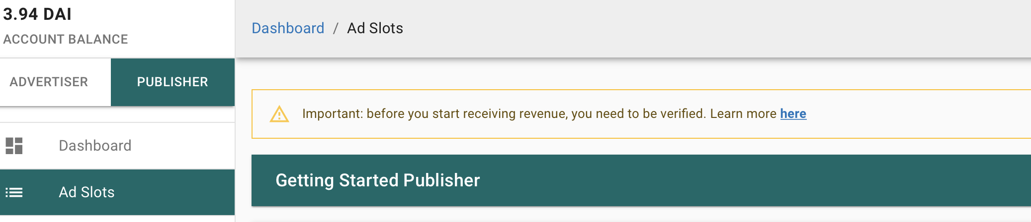Improve hard-coded verification message on Publisher dashboard · Issue #444 · AmbireTech/adex ...