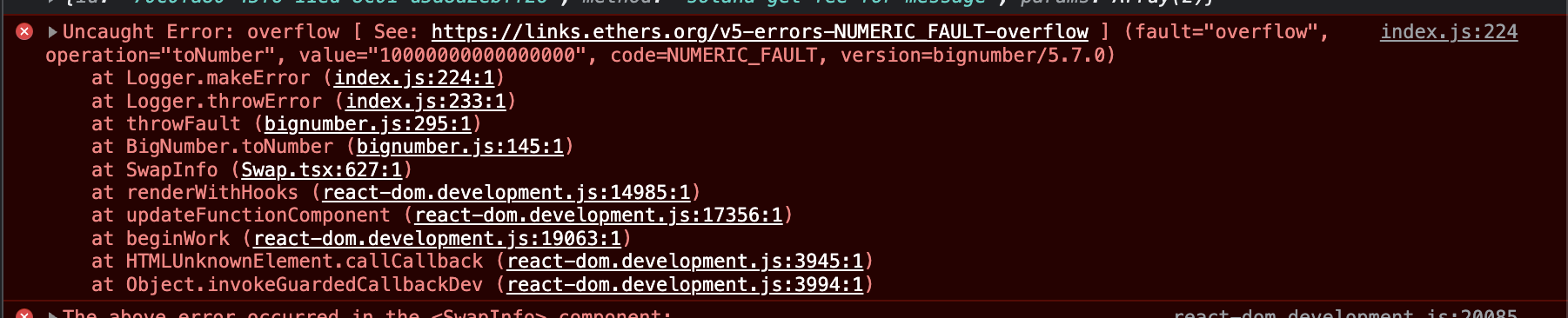prevent ethers bignumber overflow in swap token input · Issue #1033 · coral-xyz/backpack · GitHub