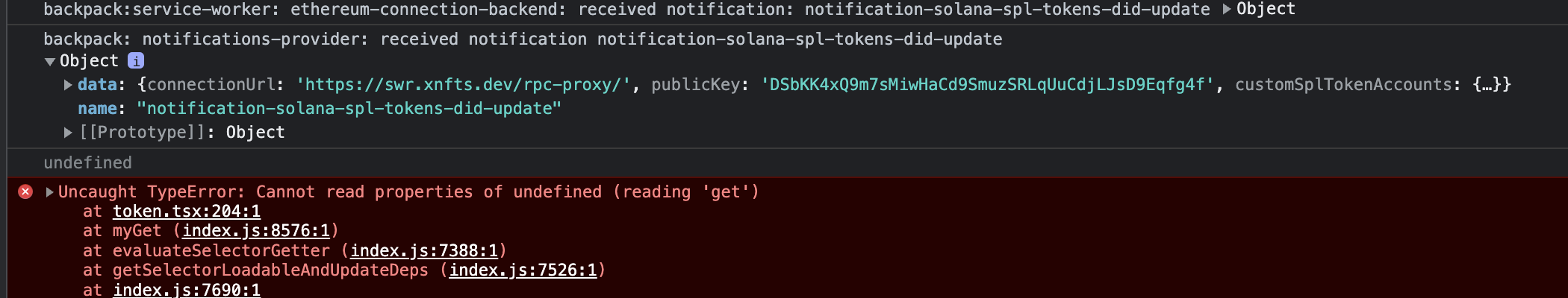 splTokenMint undefined after solana token polling update · Issue #1854 · coral-xyz/backpack · GitHub