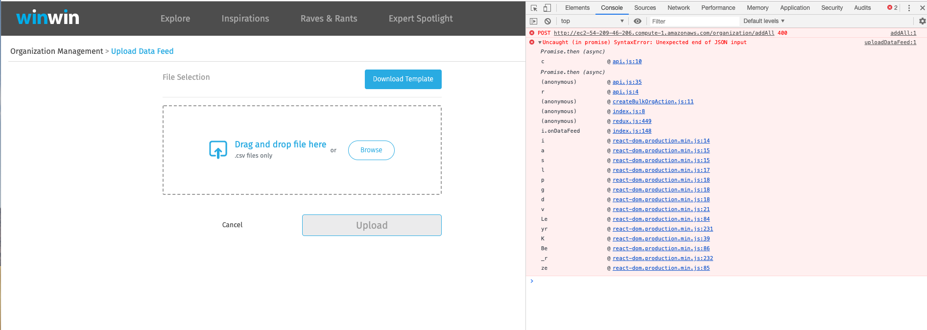 Upload Data Feed - Not Working · Issue #296 · winwinwiki/winwin-frontend · GitHub