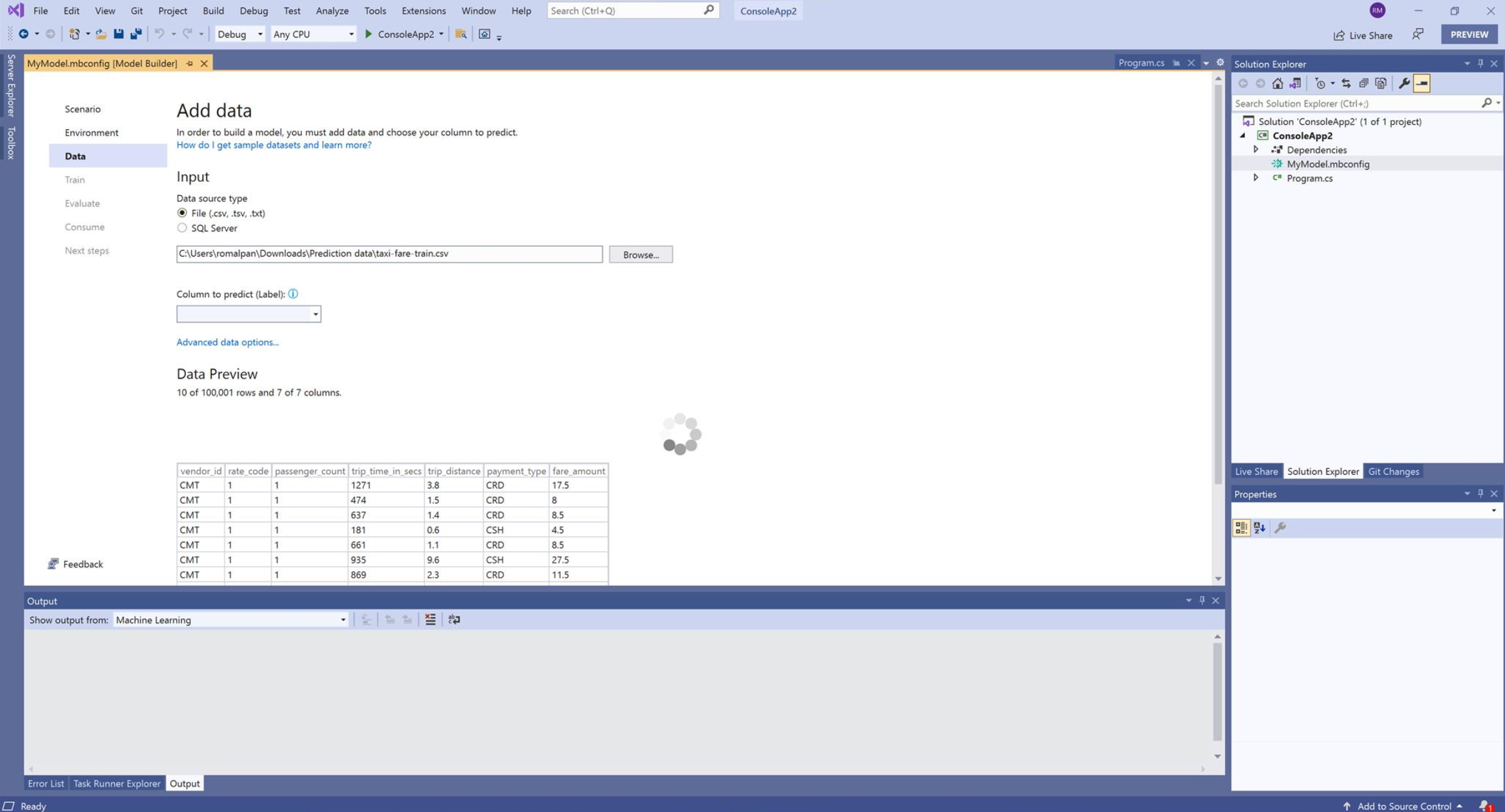 Data page: Data loading issues · Issue #1275 · dotnet/machinelearning-modelbuilder · GitHub