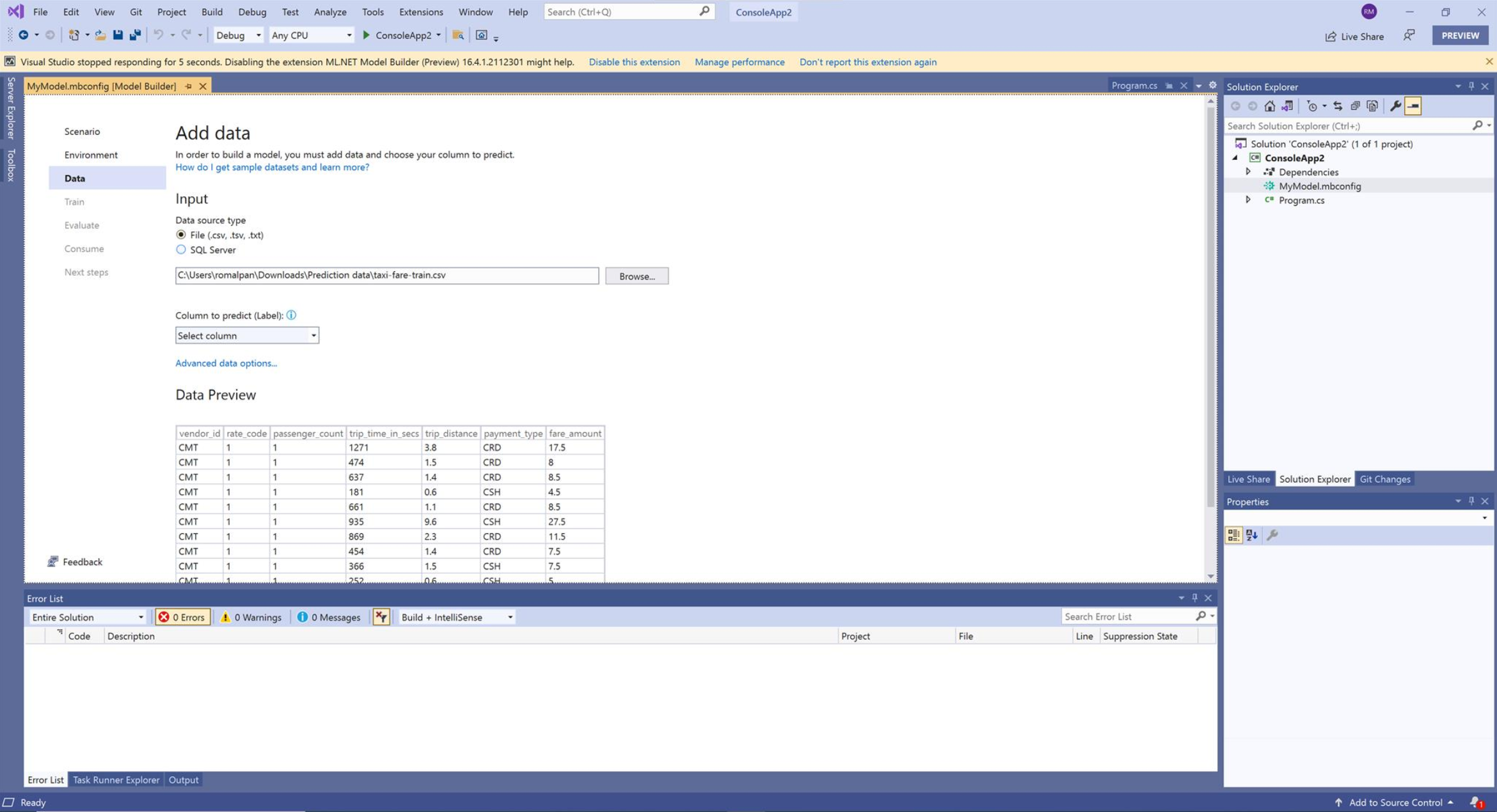 Data page: Data loading issues · Issue #1275 · dotnet/machinelearning ...