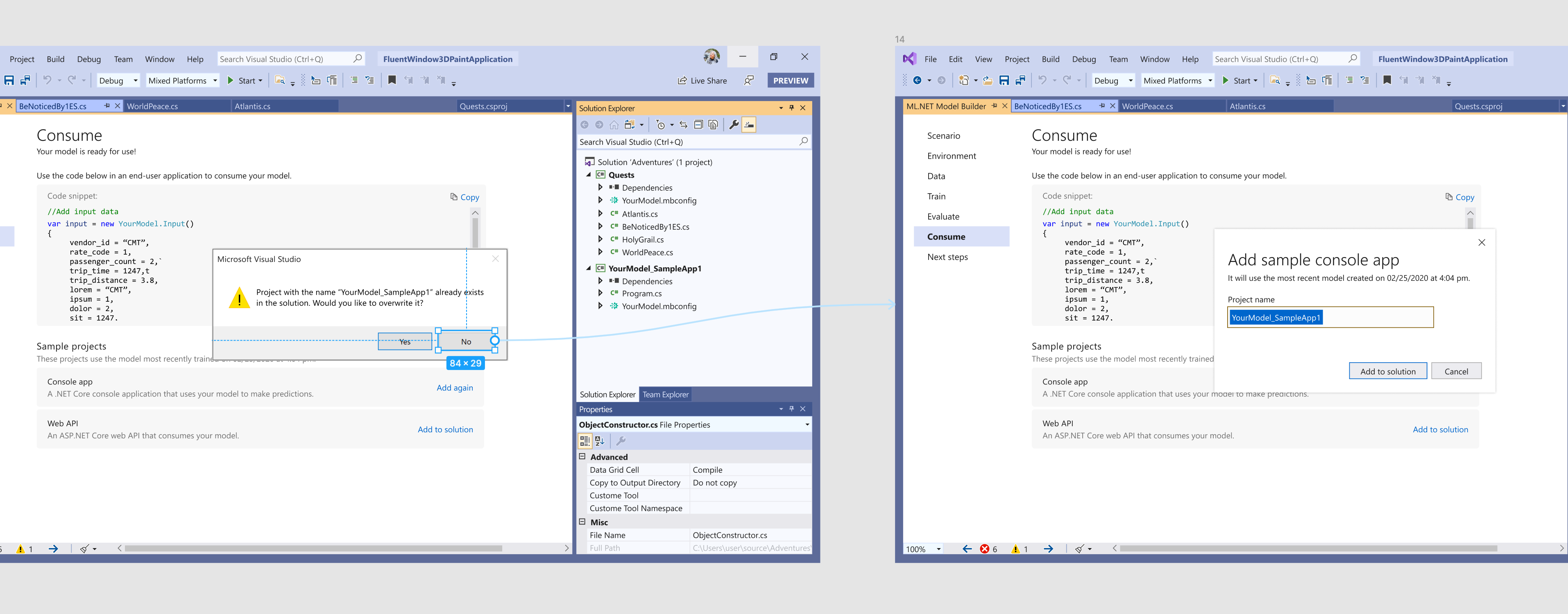 Consume page: Add to solution experience · Issue #1555 · dotnet/machinelearning-modelbuilder ...