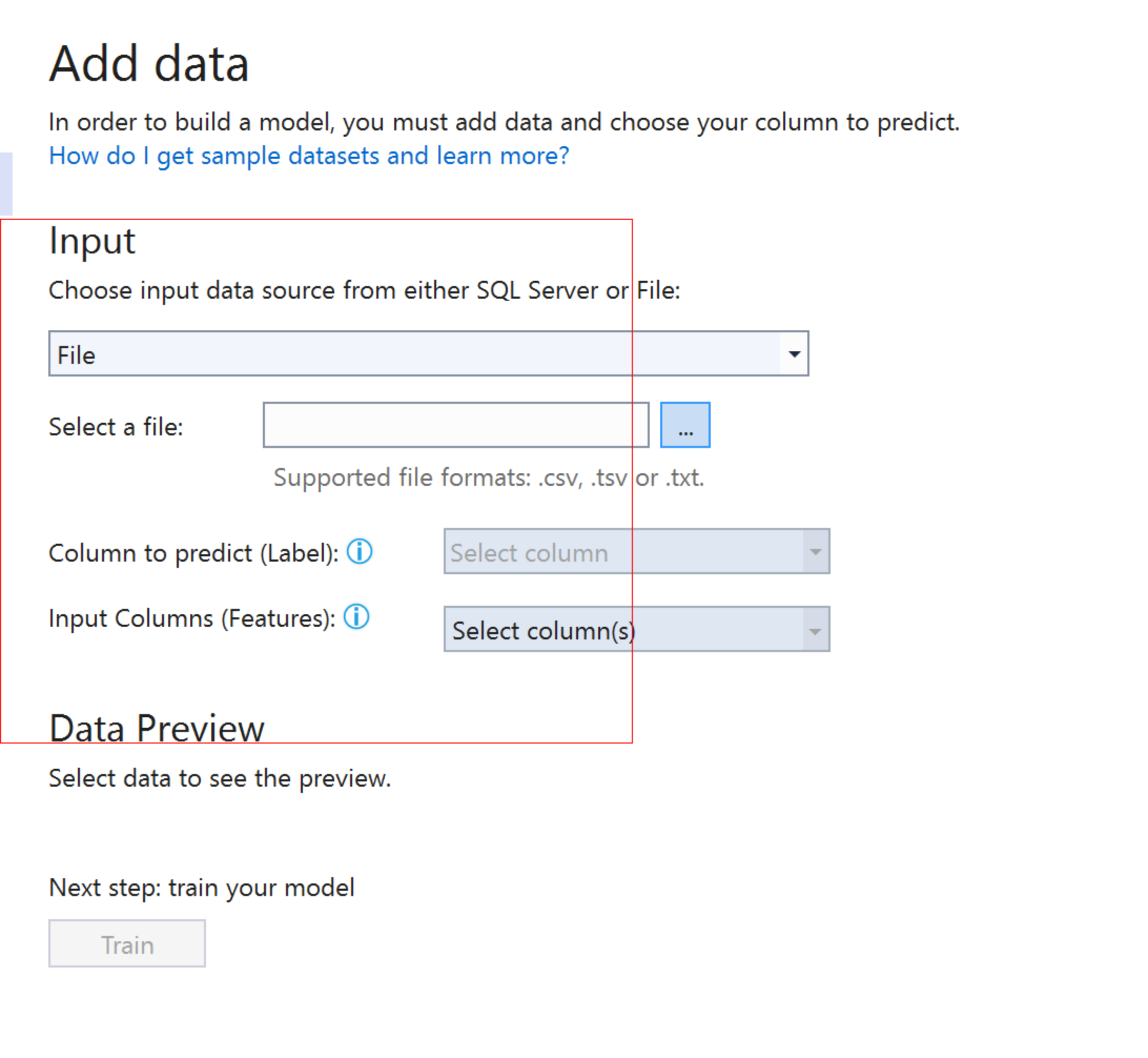 Data page - Alignment and restructuring · Issue #754 · dotnet/machinelearning-modelbuilder · GitHub