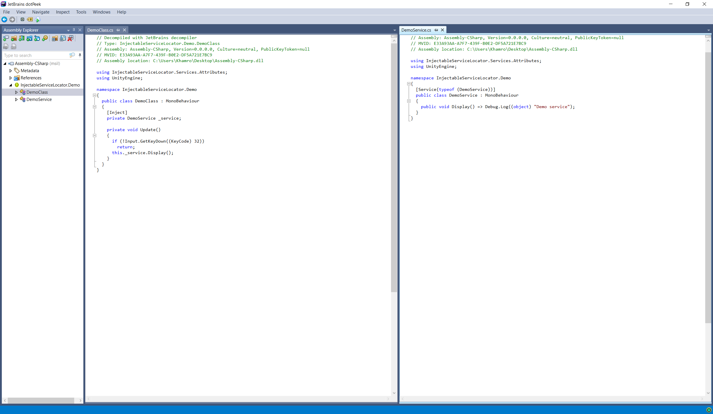GitHub - Yggdrasills/InjectableServiceLocator: Small repository for showing work with Mono.Cecil