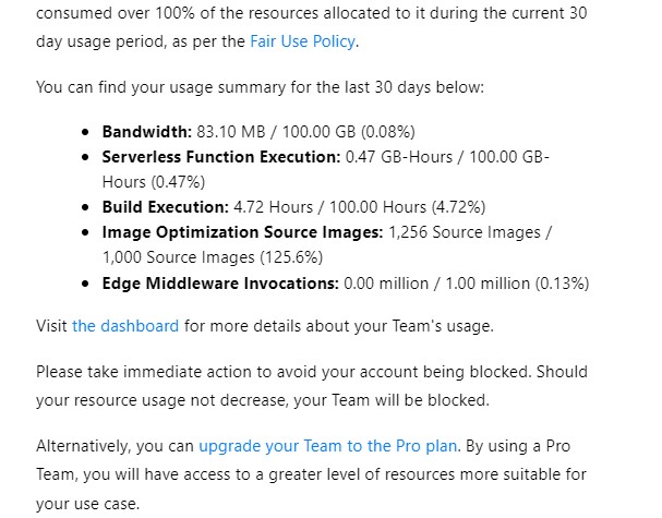 what action needed for image limit excedding · vercel vercel · Discussion #8665 · GitHub