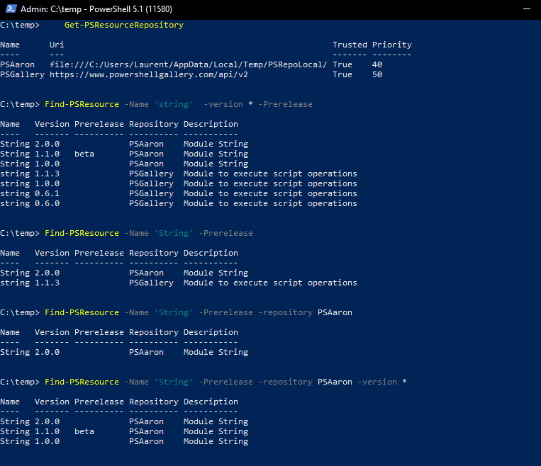 [Find-PSResource] the parameter -Prerelease do not works when a local PSRepository exist · Issue ...