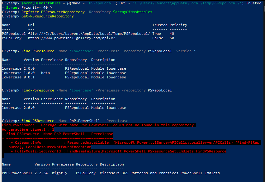 Find-PSResource does not return prerelease version for a local repository · Issue #1332 ...