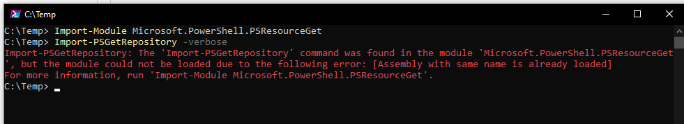 Import-PSGetRepository throw "Type [System.Management.Automation.Platform] not found." · Issue ...