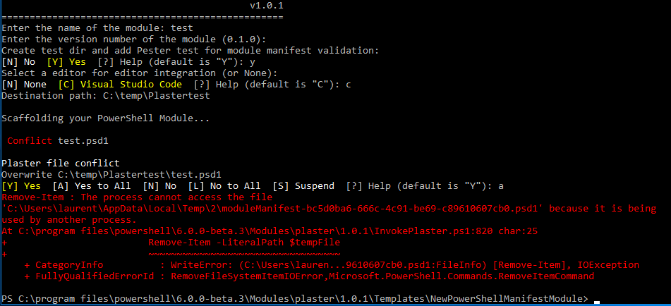 PS v6.0 Alpha : Remove-Item : The process cannot access the file · Issue #240 · PowerShellOrg ...