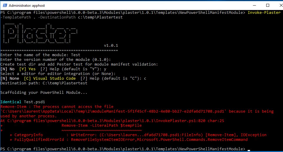 PS v6.0 Alpha : Remove-Item : The process cannot access the file · Issue #240 · PowerShellOrg ...