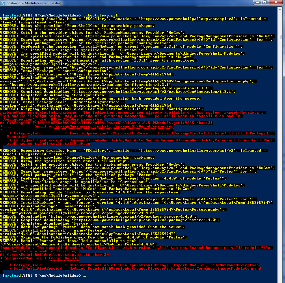 bootstrap.ps1 error · Issue #34 · PoshCode/ModuleBuilder · GitHub