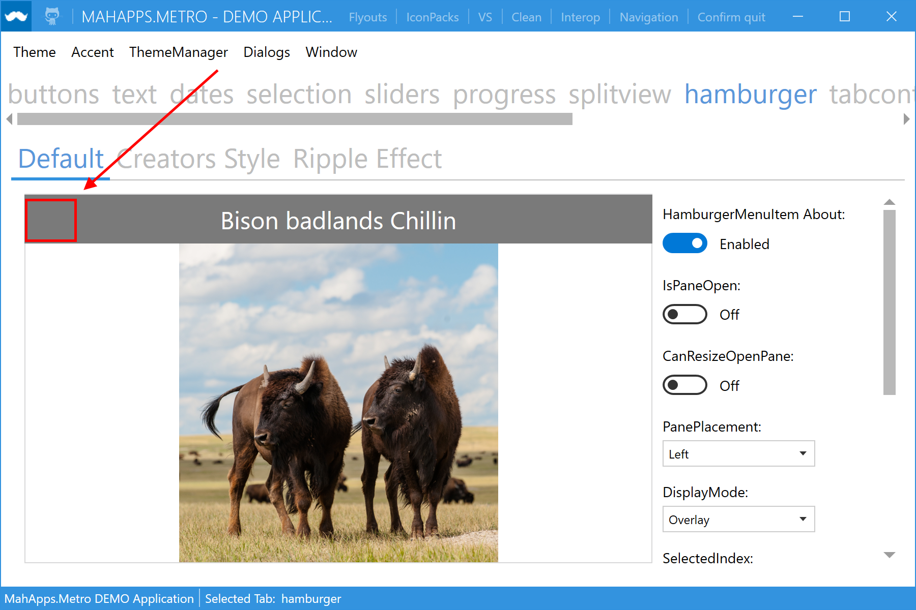 HamburgerMenu // DisplayMode "Overlay" // HamburgerButton collapsed · Issue #4093 · MahApps ...
