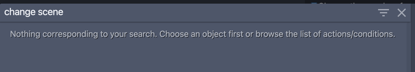Allow fuzzy search for action/condition names · Issue #2864 · 4ian/GDevelop · GitHub