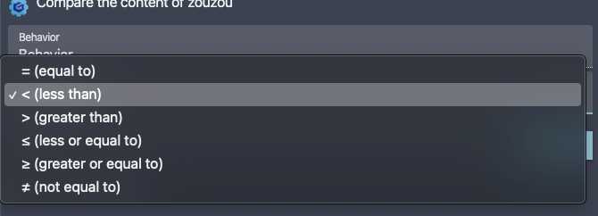 Restrict Behavior String property Condition Operators to "=" · Issue #2979 · 4ian/GDevelop · GitHub