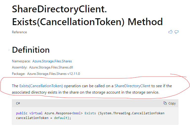 ShareDirectoryClient.Exists boolean value not implemented if folder does not exist · Issue ...