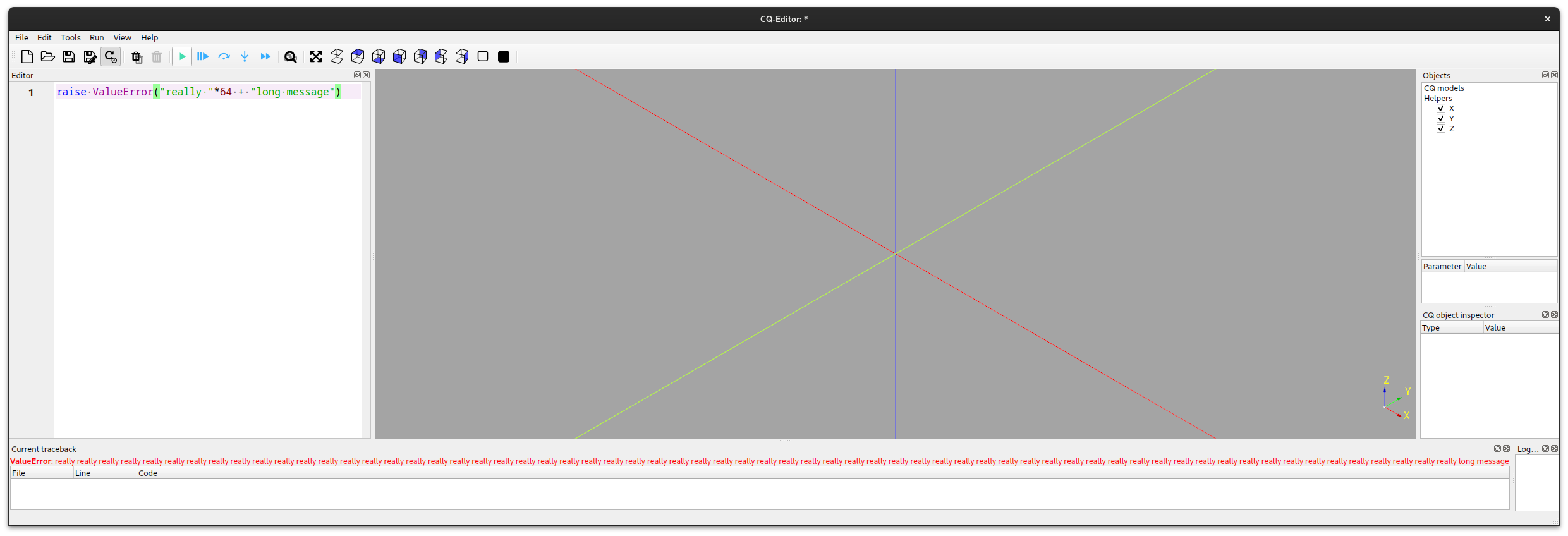 Long Exceptions Resize Window · Issue 409 · Cadquery Cq Editor · Github
