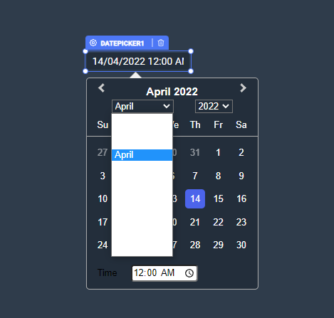 [dark mode] fix color of time selection box in datepicker · Issue #6271 · ToolJet/ToolJet · GitHub