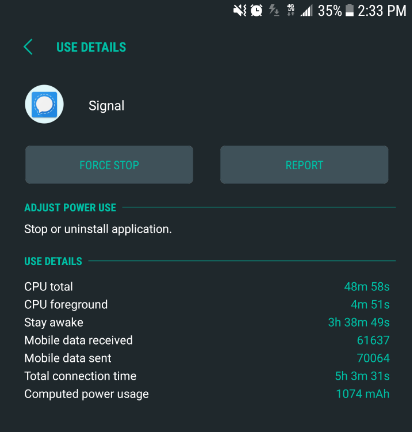 High battery usage, running in the background · Issue #6717 · signalapp/Signal-Android · GitHub