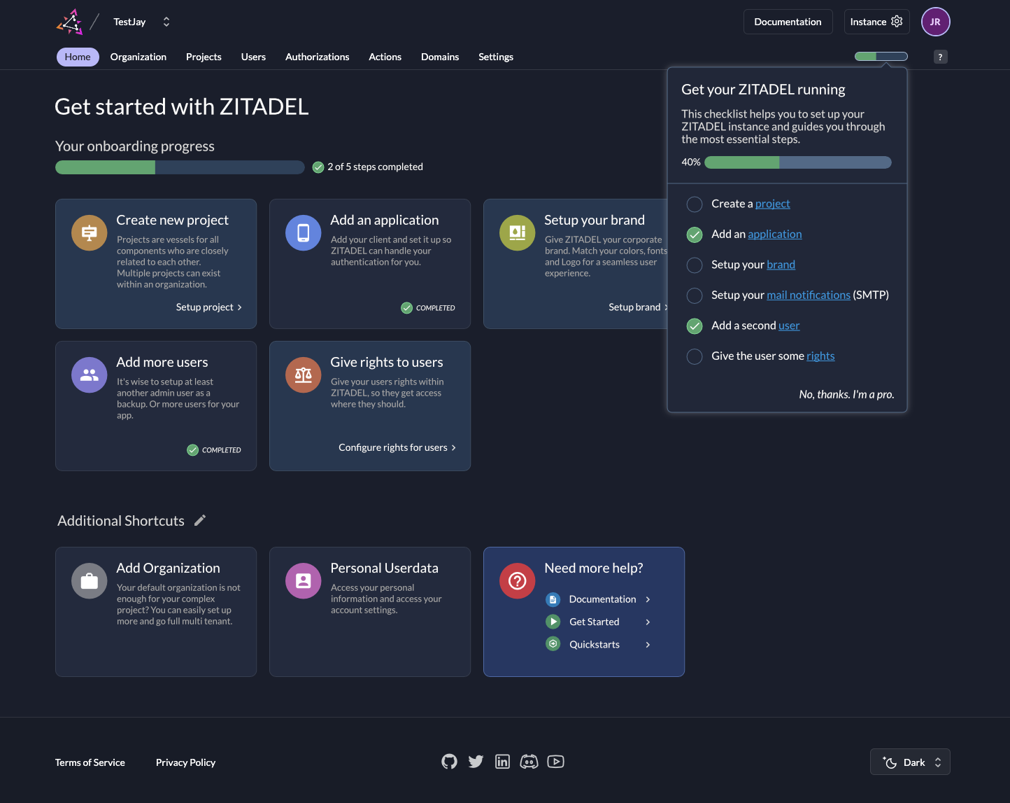 Onboarding improvement console · Issue #4835 · zitadel/zitadel · GitHub