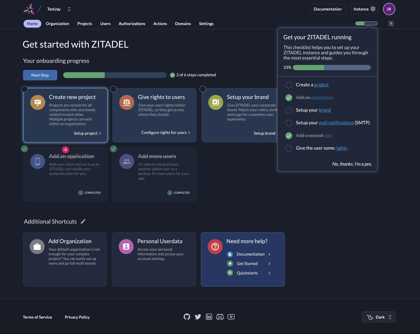 Onboarding improvement console · Issue #4835 · zitadel/zitadel · GitHub