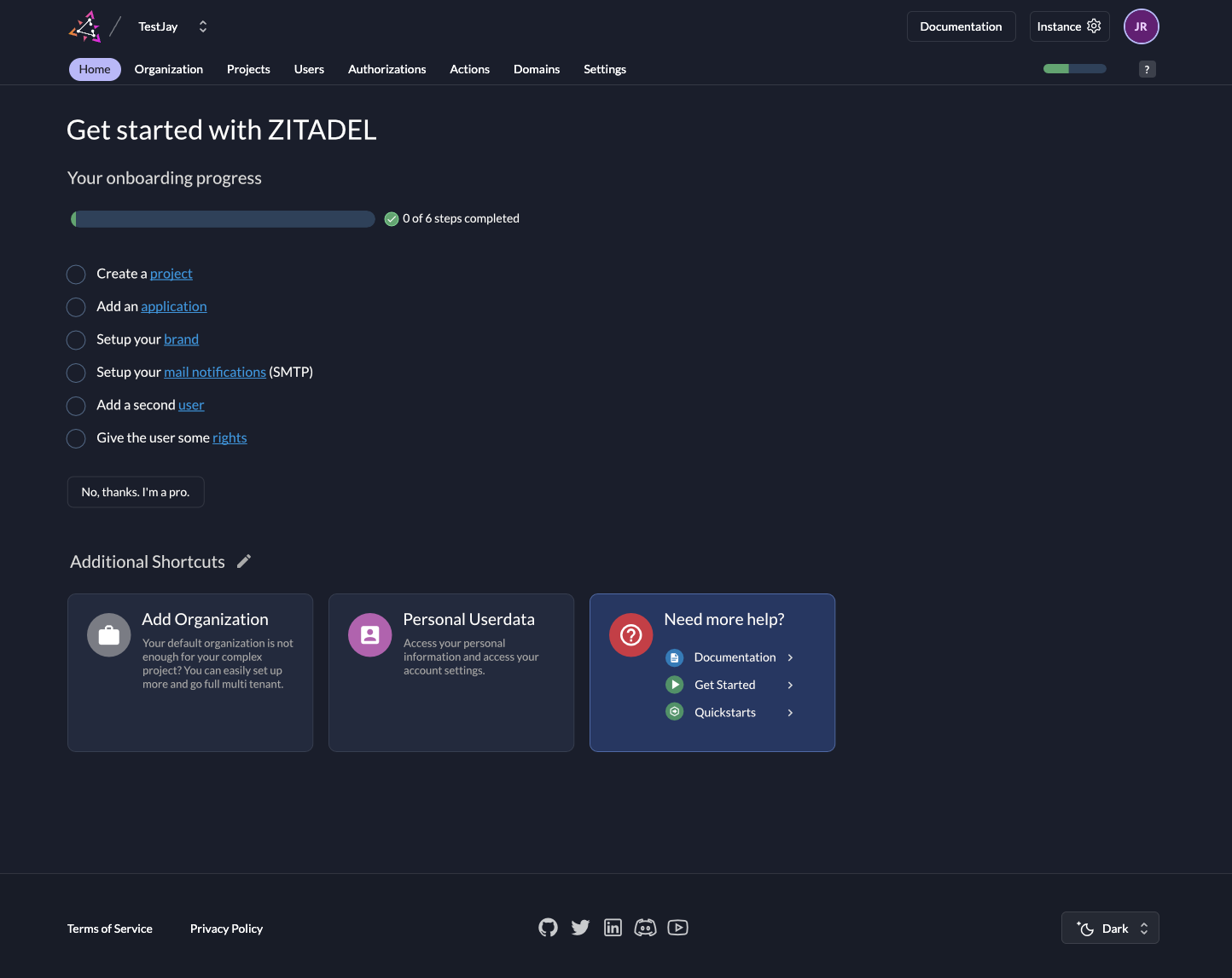 Onboarding improvement console · Issue #4835 · zitadel/zitadel · GitHub