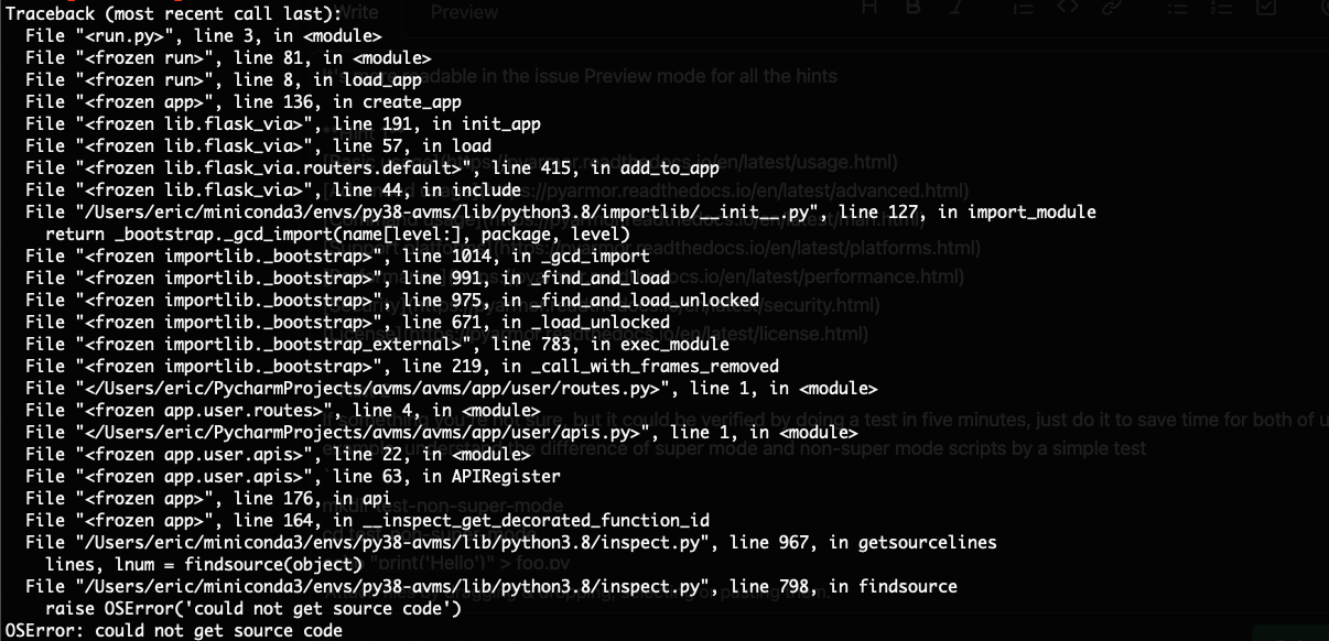 Oserror Could Not Get Source Code · Issue 493 · Dashingsoftpyarmor · Github