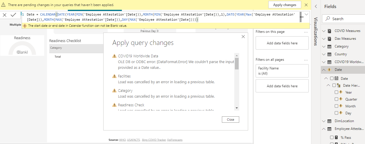 Not able to apply chages/publish Return to Workplace Facility Manager ...