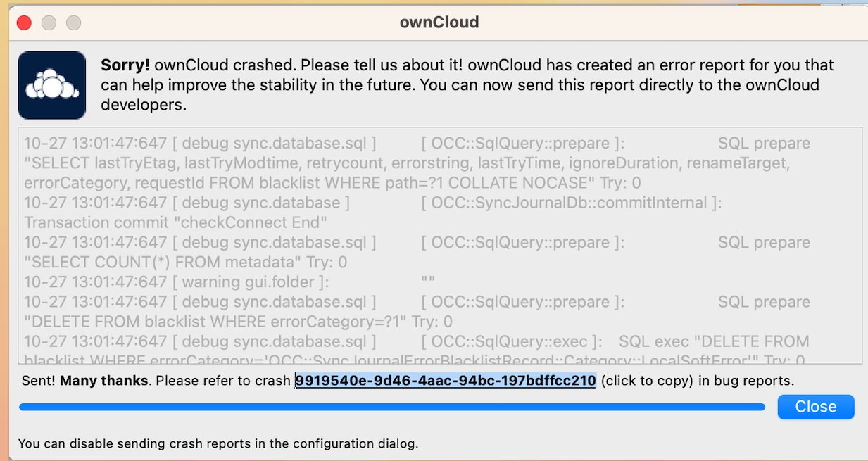 [QA] Crash after an update to alpha9 · Issue #10221 · owncloud/client · GitHub