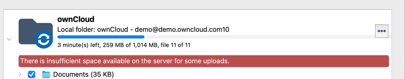 [QA] Sync progress bar drawn over the three dots menu · Issue #10759 · owncloud/client · GitHub