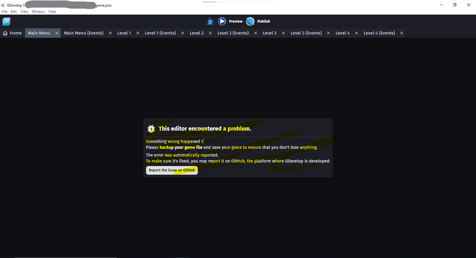 Crash while using an editor · Issue #4546 · 4ian/GDevelop · GitHub