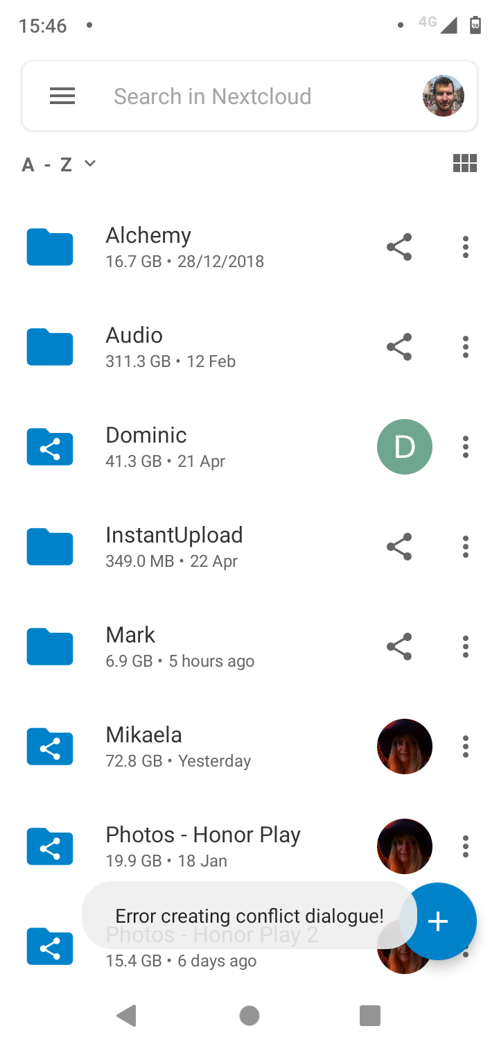 "Error creating conflict dialog!" · Issue #8397 · nextcloud/android · GitHub