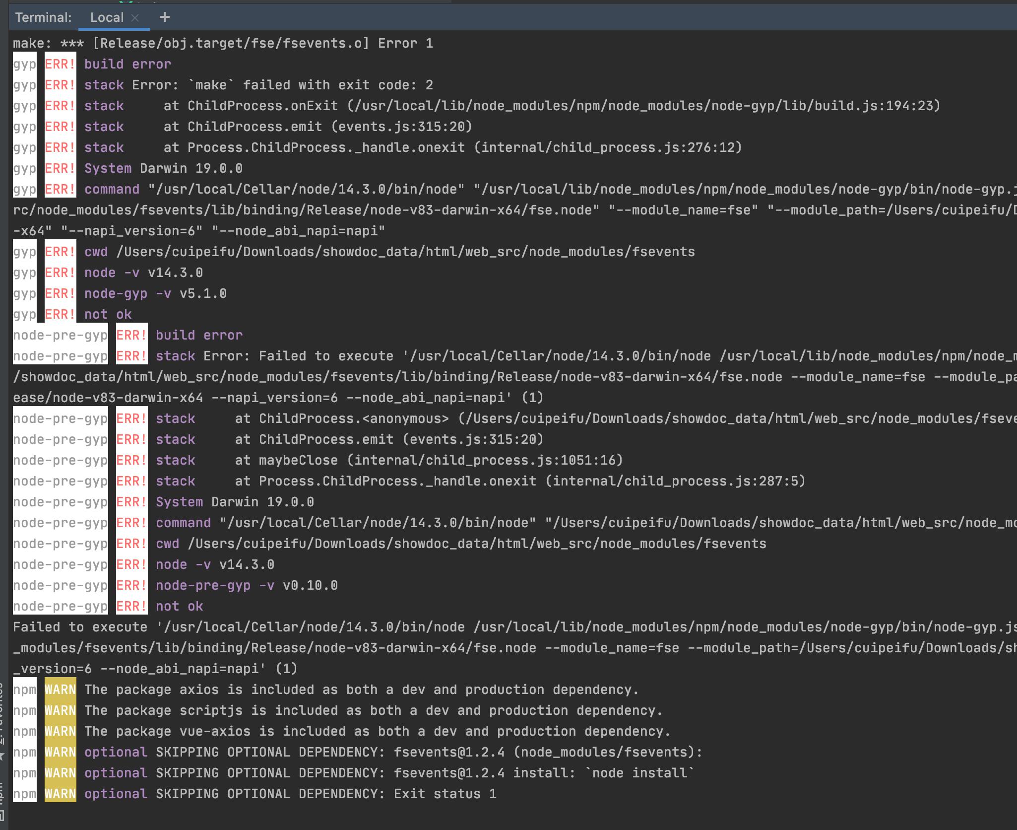 npm install 失败 · Issue #940 · star7th/showdoc · GitHub