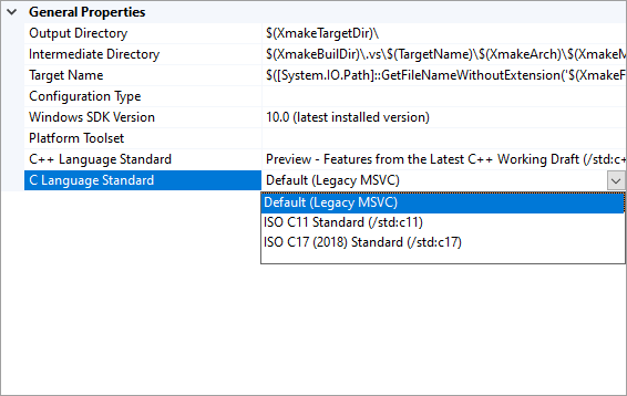 改进vsxmake生成的Visual Studio工程对c11/c17标准的支持 · Issue #3707 · xmake-io/xmake · GitHub