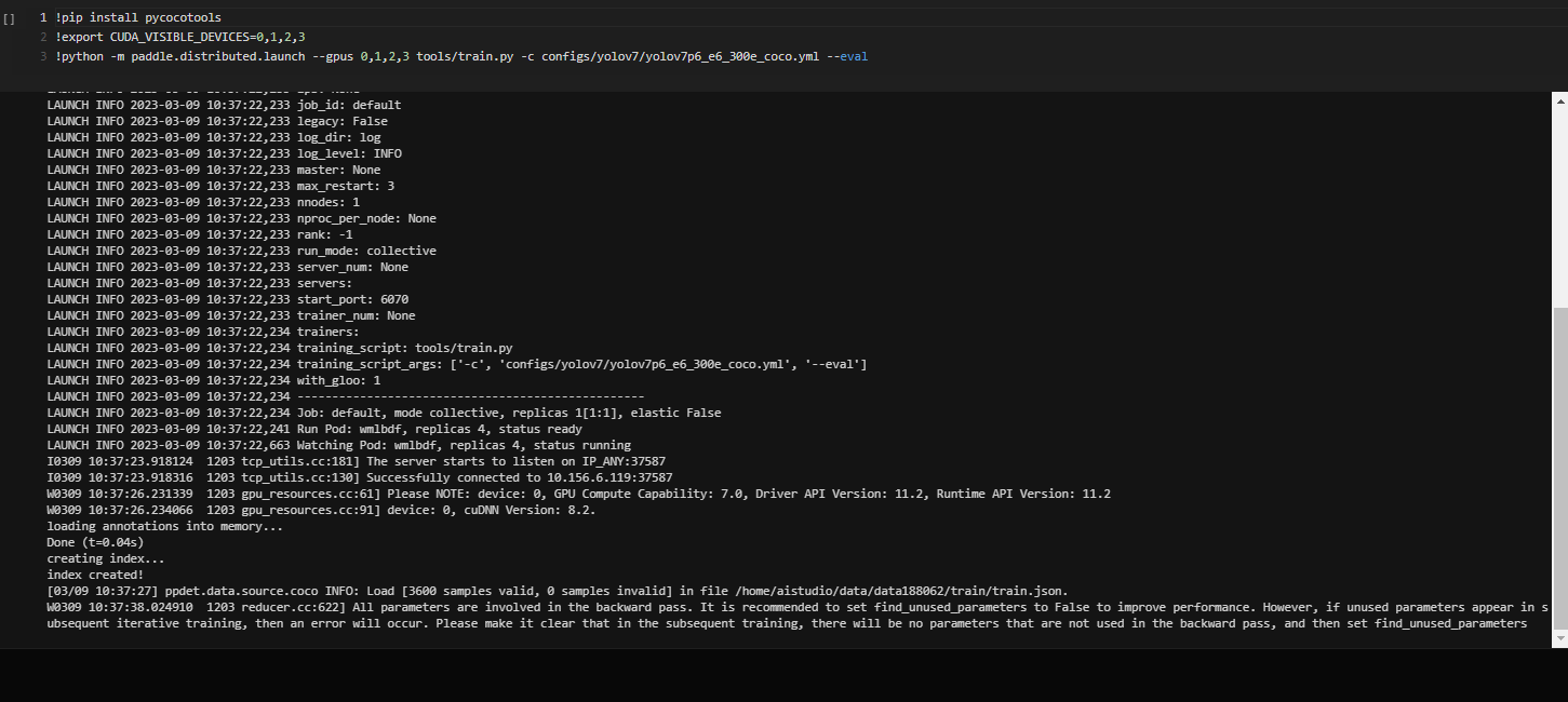 为什么在aistudio中无法使用yolov7进行多卡训练，会卡着一直没有训练的log · Issue #100 · PaddlePaddle/PaddleYOLO · GitHub