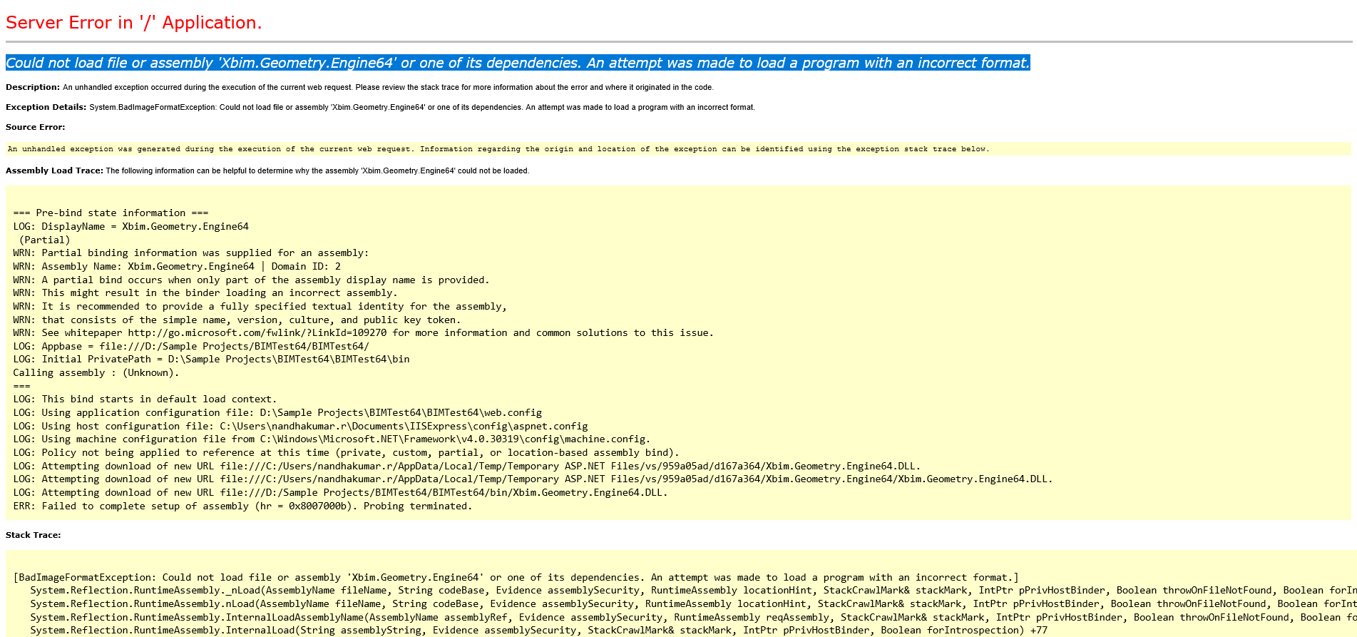 Could Not Load File Or Assembly Xbimgeometryengine64 Or One Of Its
