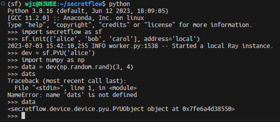 验证 SecretFlow “快速开始”文档，包括文档流程和示例代码 · Issue #638 · secretflow/secretflow · GitHub
