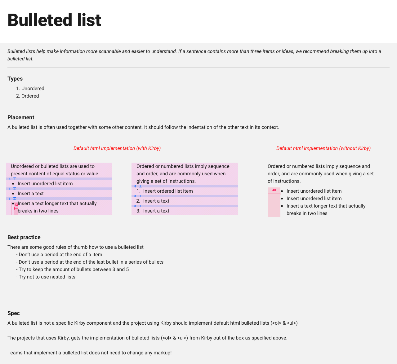[COMPONENT] Bulleted Lists · Issue #1391 · kirbydesign/designsystem · GitHub