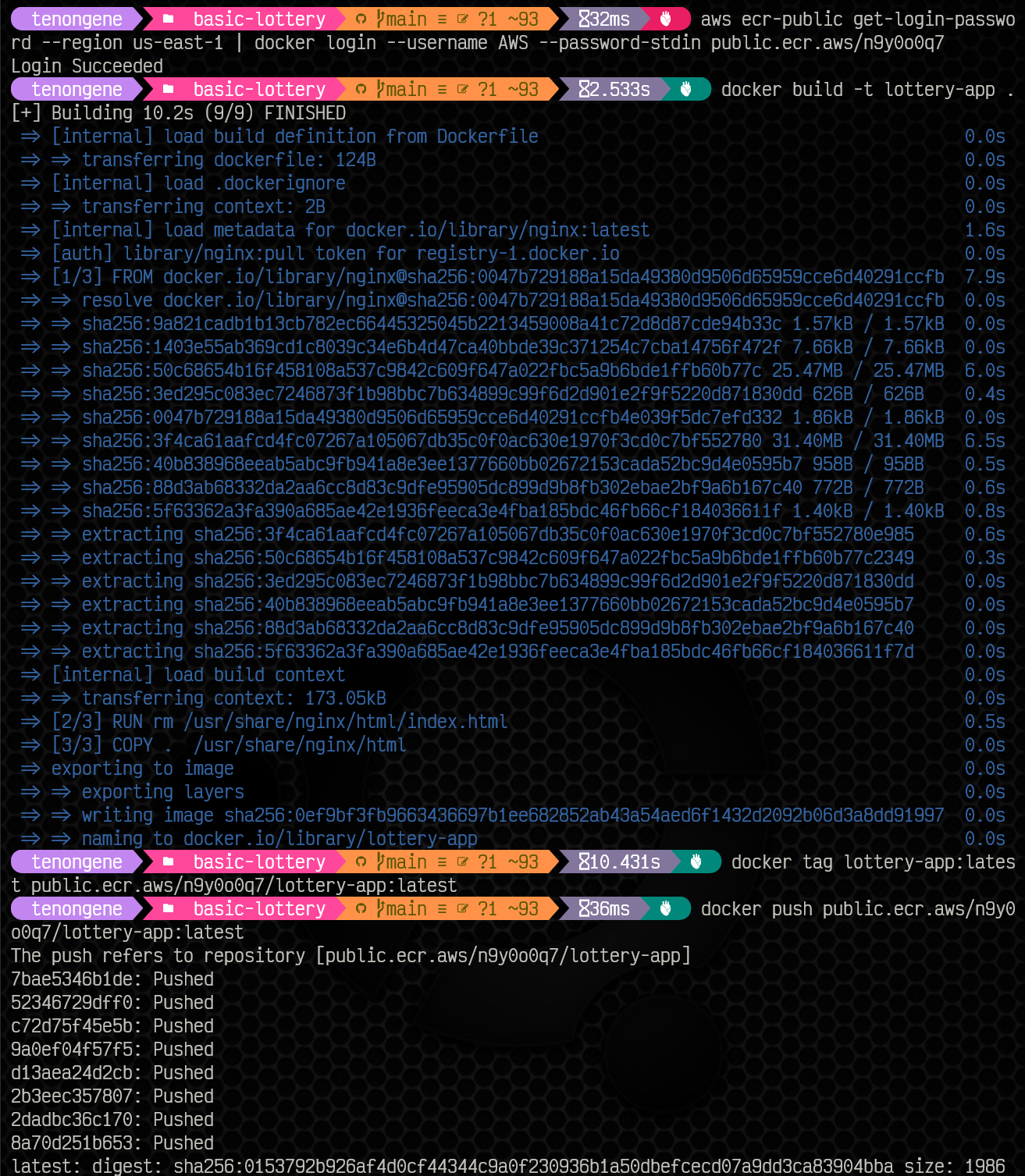 Containerize application image with Docker and store in ECR · Issue #1 · tenongene/basic-lottery ...