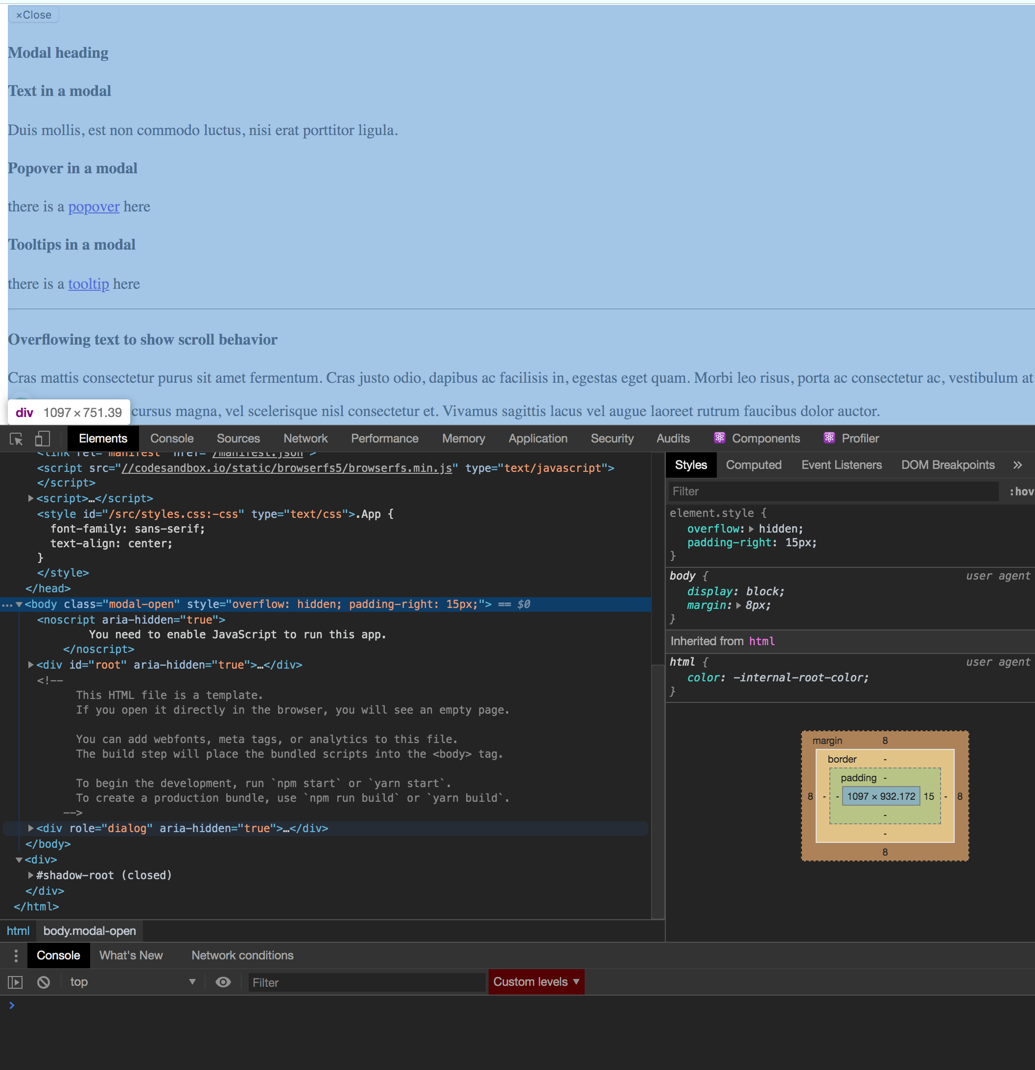 0330 Version Aria Hiddentrue Is Applied To Modal Roledialog On Open State · Issue