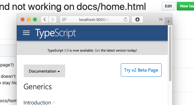 Docs Try V2 Beta Page Link Not Hidden And Not Working On Docshomehtml And Mobile · Issue
