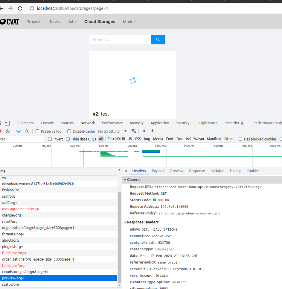Forever loading cloud storage preview in UI · Issue #5727 · cvat-ai/cvat · GitHub