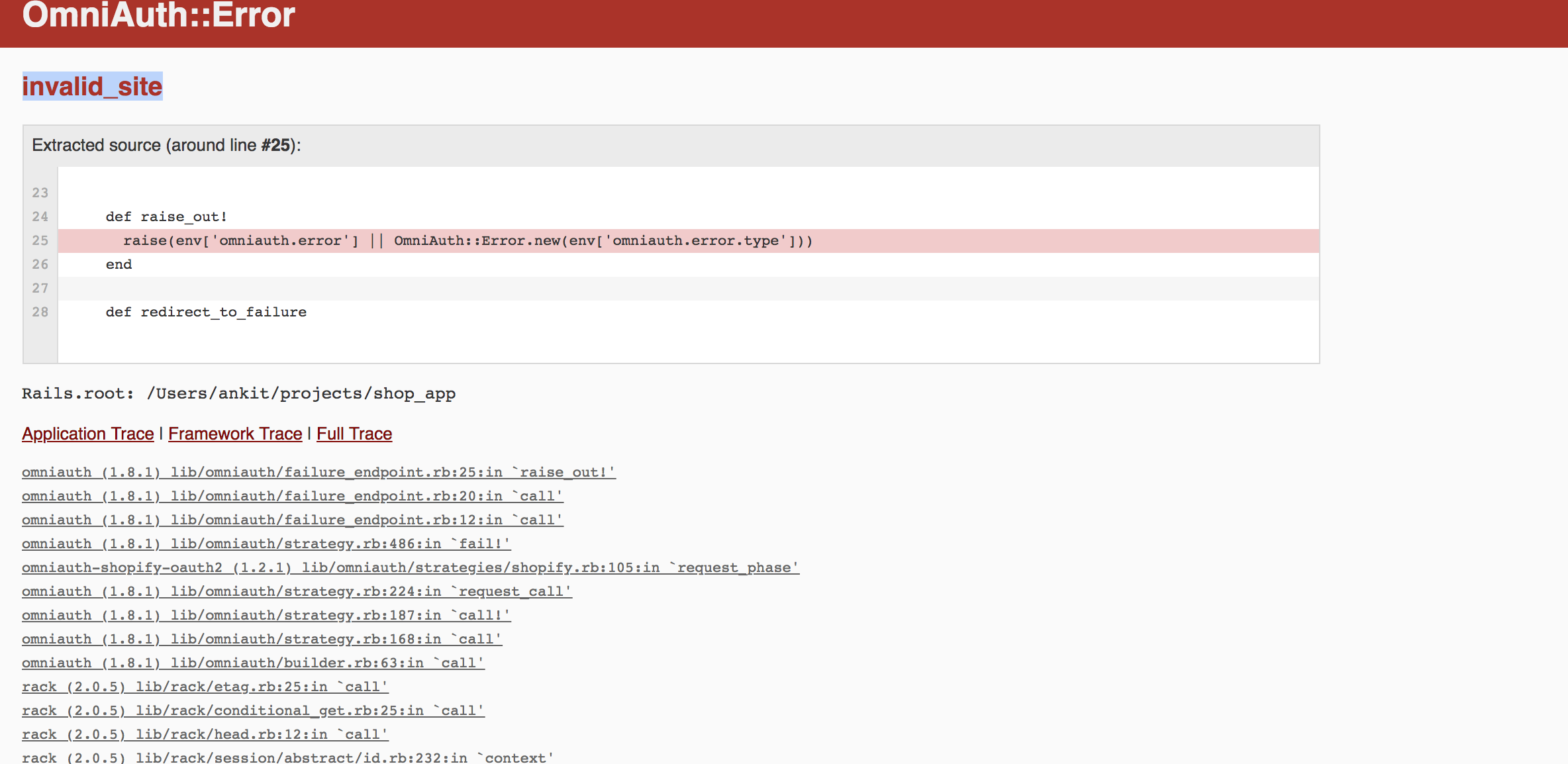 Error : invalid_site · Issue #598 · Shopify/shopify_app · GitHub