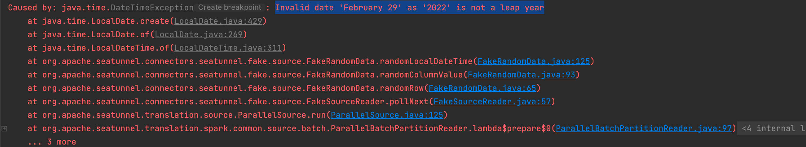 [Bug] [connector-fake] Invalid date 'February 29' as '2022' is not a leap year · Issue #2572 ...