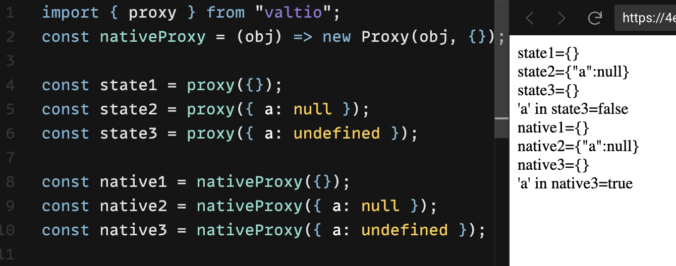 Setting initial state property to undefined causes resulting proxy to drop the property · Issue ...