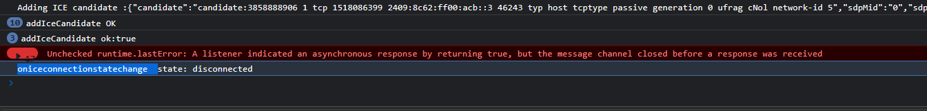 oniceconnectionstatechange state: disconnected · Issue #597 · mpromonet/webrtc-streamer · GitHub