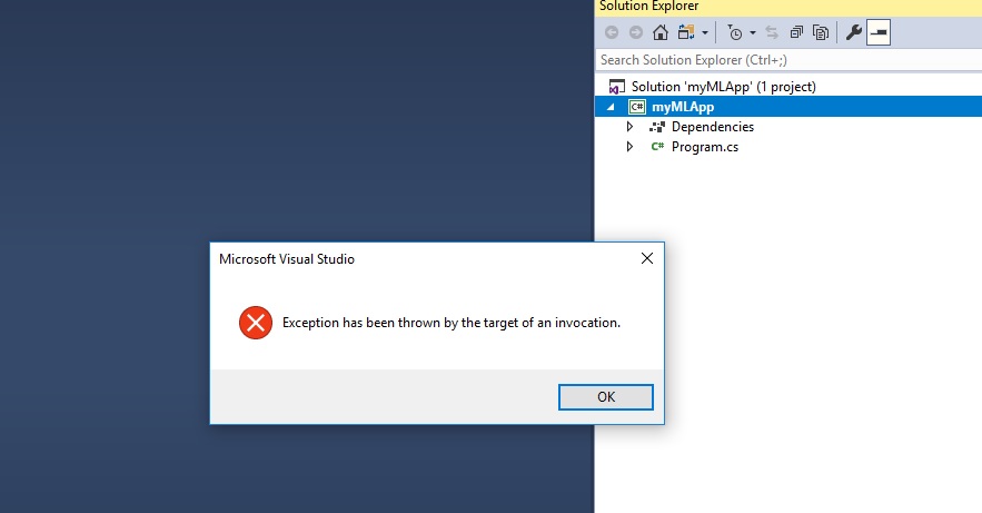 Getting Invocation Error while trying to add Machine Learning · Issue #582 · dotnet ...