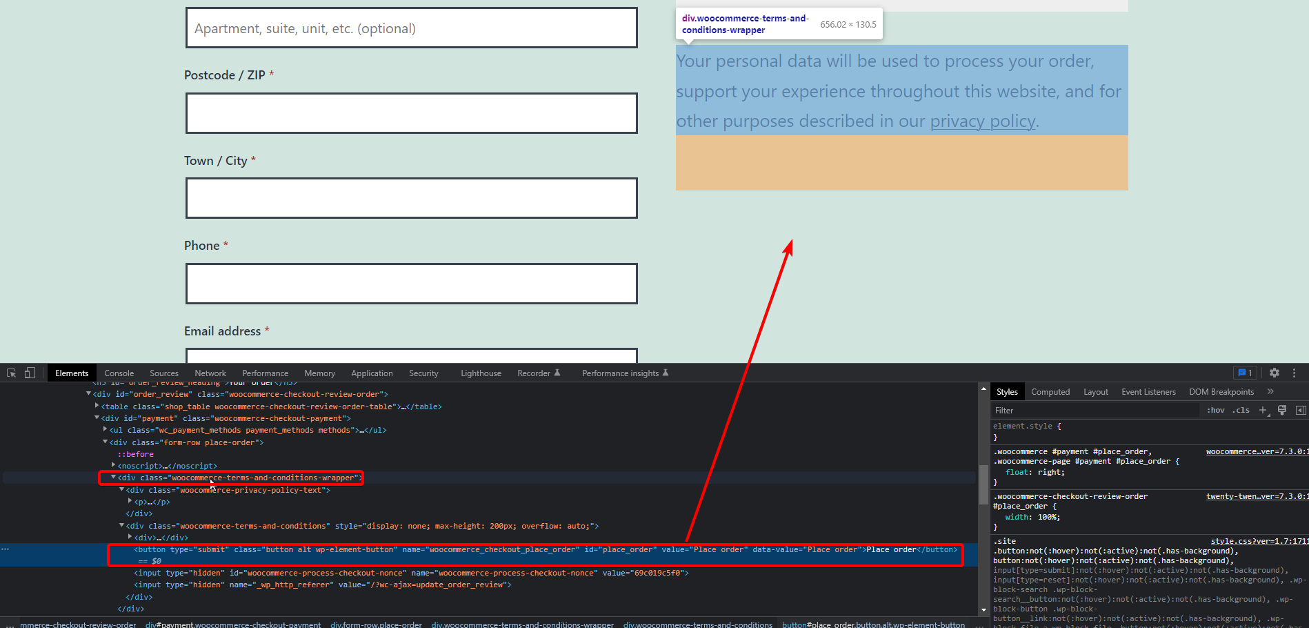 \wc_terms_and_conditions_page_content with invalid HTML content for terms and conditions page ...