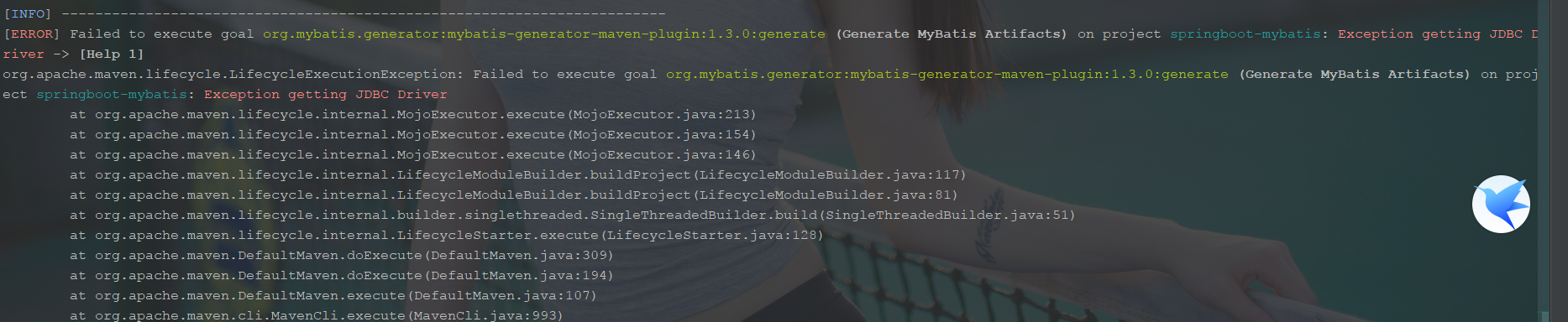 Failed to execute goal org.mybatis.generator:mybatis-generator-maven-plugin:1.3.0:generate ...